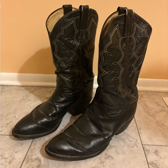 Tony Lama | Shoes | Tony Lama Black Leather Cowboy Boots | Poshmark